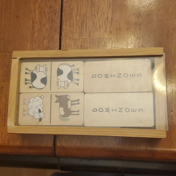 Toys | 28 Piece Wooden Dominoes Boxed Set Barnyard Animals | Poshmark